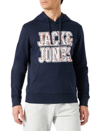 Jack & Jones Jack&Jones Mens JJNEON DOT Sweat Hood Sweatshirt, Navy Blazer, M