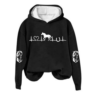 Generic 2026 Saint-Valentin Un sweat-shirt &agrave; capuche d&eacute;contract&eacute; sans poches et haut imprim&eacute; pour, Noir, 4XL