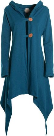 vishes Langjacke Zipfeljacke Asymmetrischer Boho Cardigan mit Kapuze und Holzkn&ouml;pfen Alternative Bekleidung, Ethno, Hippie, Retro Style