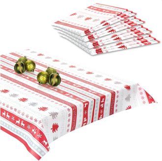 Com-Four 12x Tischdecke mit Weihnachtsmotiv - Tischtuch abwischbar ca. 80 x 80 cm - Festliche Tafelw&auml;sche f&uuml;r Adventskranz, Pyramide - weihnachtliches Mittelde