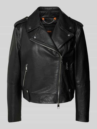 Boss Orange by Hugo Boss Regular Fit Lederjacke aus genarbten Rindsleder