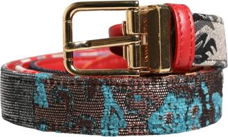Dolce & Gabbana Homme, Accessoires, Multicolore, Taille: ONE Size Floral Jacquard Metal Buckle Belt