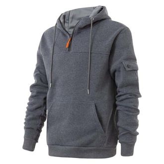 Generic Sweat &agrave; capuche pour homme avec fermeture &eacute;clair 1/4 - Pull dhiver - Pull de sport d&eacute;contract&eacute; - Pull de transition - Confortable - Doux - Avec poche 
