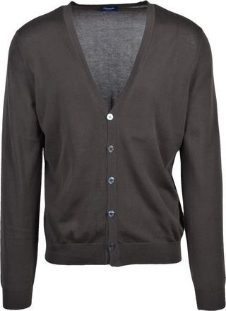 Drumohr Cardigan a V con bottoni - - Knitwear - Herren - Braun - XL