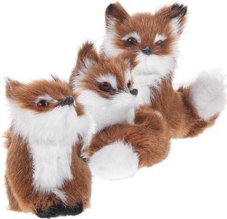 Pretyzoom 3st Pl&uuml;sch-fuchs-anh&auml;nger Ausgestopft Kuscheltier Fuchs Kleines Fuchsornament Weihnachtsbaum-tierschmuck Faux-fuchs-figur Pelzige Fuchsornamente Coffe