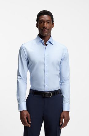 HUGO BOSS Businesshemd BOSS, Herren, Gr. 41, N-Gr, blau (light, pastel blau450), Web, Obermaterial: 100% Baumwolle, unifarben, slim fit normal, 2-Knopf-Manschet