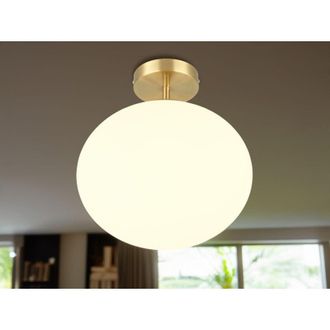 Trio Kleine Retro Deckenleuchte fomento Messing mit Glaskugel, ø 30cm