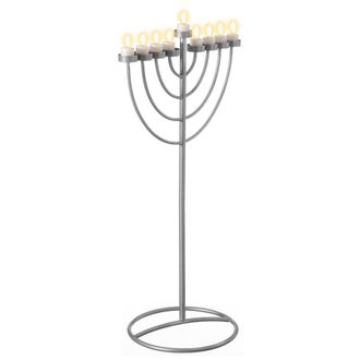 Vintiquewise Chanukkah-Menora mit 9 &Auml;sten, gro&szlig;, Metall, Aluminium, silberfarben