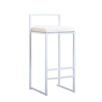 Generic Schwarzer Barhocker Aus Metall mit Samtsitz, Fu&szlig;st&uuml;tze und Hoher R&uuml;ckenlehne - Wei&szlig;e Beine - f&uuml;r K&uuml;che, Bistro, Caf&eacute;, Kneipe - Maximale Belastbarkeit 