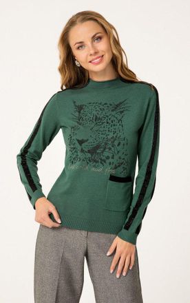 Passioni Strickpullover mit Leopardenmuster