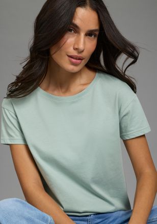AJC T-Shirt AJC, Damen, Gr. 52/54 (XXL), salbei, Jersey, Obermaterial: 100% Baumwolle, unifarben, Basic, oversize h&uuml;ftlang, Rundhals, eingesetzt normaler 