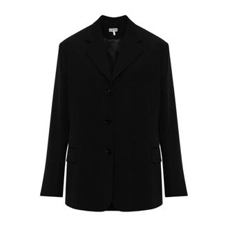 Loewe Blazer en laine &agrave; revers ouverts - Femme - Vestes - Noir - Taille: 38 FR