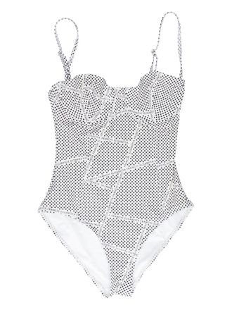 Elisabetta Franchi maillot de bain à pois - Blanc