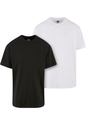 Urban Classics Herren T-Shirt Heavy Oversized Tee 2-Pack, 2er Pack Oversized T-Shirt f&uuml;r M&auml;nner, Baumwolle, Black+White, M