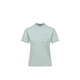 Moncler Moncler Cotton Jersey T-shirt With Pleated Pocket, Women, Green, Size: Xl