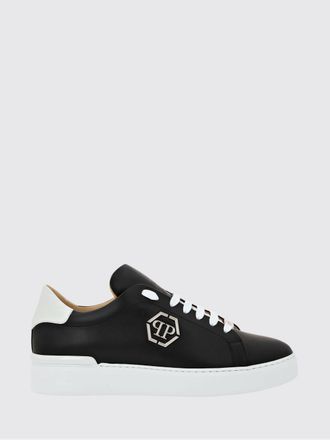 Philipp Plein Low-Top-Sneaker aus Glattleder mit aufgesetztem Hexagon-Logo