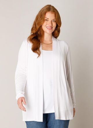 Base Level Curvy Strickjacke BASE LEVEL CURVY Ayla, Damen, Gr. 58/60, wei&szlig;, Strick, Obermaterial: 94% Viskose, 6% Elasthan, unifarben, figurumspielend ca. Mitte Obersc