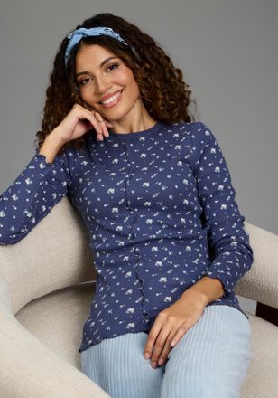 Kangaroos Langarmshirt KANGAROOS, Damen, Gr. 32/34, blau (dunkelblau), Jersey, Obermaterial: 95% Baumwolle, 5% Elasthan, Basic schmal h&uuml;ftlang, Rundhals, einges