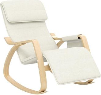 HOMCOM Fauteuil &agrave; Bascule Fauteuil Allaitement Relax Salon avec Repose-Pieds r&eacute;glable, Poche lat&eacute;rale et Appui-t&ecirc;te, Rocking Chair pour Chambre, 67 x 110 x 9