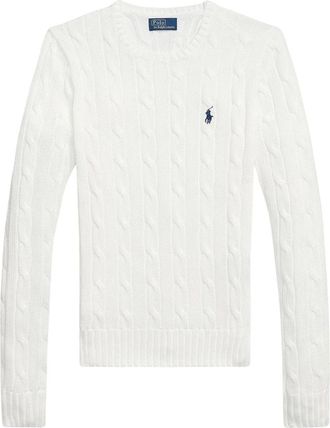 Ralph Lauren Pull en maille torsad&eacute;e &agrave; col rond - Femme - Pulls - Blanc - Taille: 42 FR