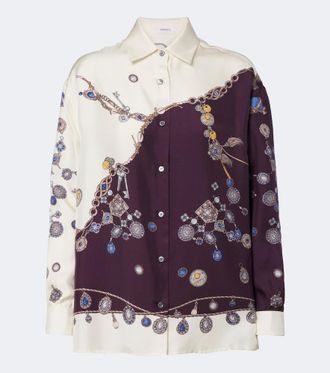 Versace Chemise en serg&eacute; de soie &agrave; imprim&eacute;