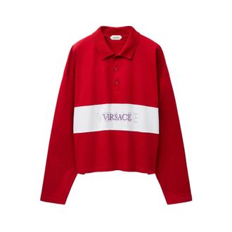 Versace Langarm-Poloshirt - - Tops - Herren - Rot - M