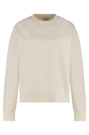 Moncler Logo-Embroidered Cotton Sweatshirt - Beige