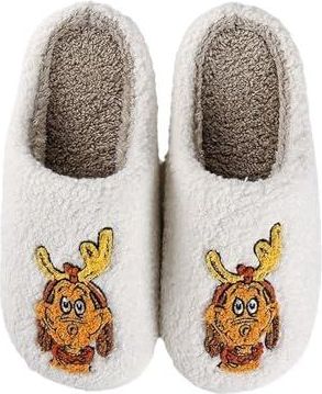 Generic Pantoufles pour homme et femme - En feutre de coton léger - Doublure en peluche - En mousse à mémoire de forme - Pour lhiver - Doux et confortable, Bl