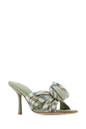 Burberry Womens Mews Mule Green Linen Elastane Ovine Sandal