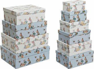 DKD Home Decor Karton 10 karton 43,5X33,5X15,5 karton blaue blumen Material Farbe blau weiss mehrfarbig Familie BESTELLdetails