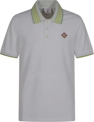 Casablanca Homme, Tops, Blanc, Taille: M Laurel Pique Short Sleeve Polo