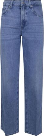 7 For All Mankind Femme, Jeans, Bleu, Taille: W27 Stovepipe Jean Droit 5 Poches en Coton et Lin L&eacute;ger