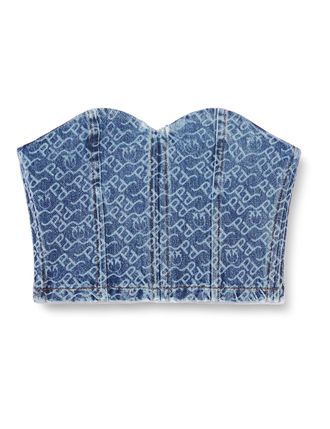 Pinko Damen PRIMATO BUSTINO Denim Logo LAS Mode-Weste, ZG4_Bianco/BLU Scuro, 42