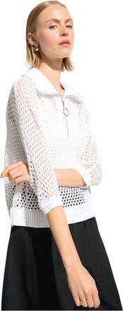 Joseph Ribkoff Femme, Sweatshirts et sweats &agrave; capuche, Blanc, Taille: 38 FR Polo over traforata zip