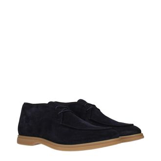 Eleventy Mens Blue Leather Oxfords And Derbies Shoe