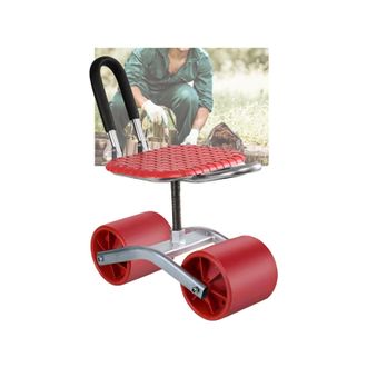 Generic Verstellbarer, Um 360&deg; Drehbarer Arbeitsstuhl, Rollbarer Gartenarbeitsstuhl Mit R&auml;dern, Gartenwagen Sitz, Faltbare Aufbewahrung for Den Garten(Red)