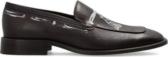 Acne Studios Femme, Chaussures, Brun, Taille: 39 EU Printed Leather Mocassins