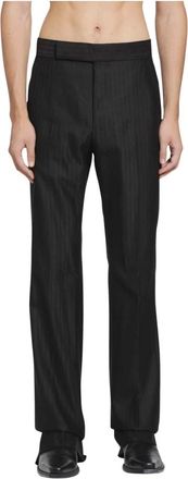 Tom Ford Pantalon de costume &agrave; rayures satin&eacute;es en serg&eacute; bris&eacute; - Homme - Pantalons - Noir - Taille: M