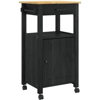 vidaXL K&uuml;chentrolley Schwarz 88,5 x 40 x 48 cm Massivholz Kiefer vidaXL