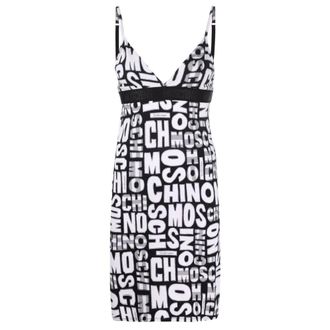 Moschino Femme, Robes, Noir, Taille: 42 FR Robe avec bande &eacute;lastique &agrave; la taille et logo imprim&eacute;