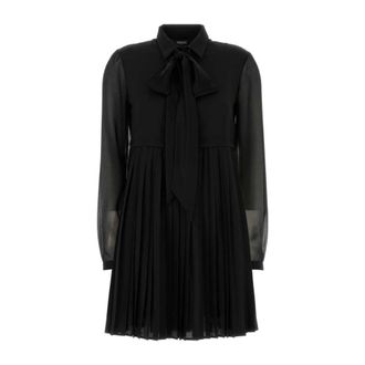 Versace Cr&ecirc;pe de Chine Lavalli&egrave;re Mini Kleid - - Dresses - Damen - Schwarzk - S