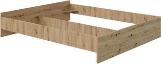 PEGANE Cadre de lit en bois coloris ch&ecirc;ne nordique - hauteur 39 x longueur 166 x profondeur 206 cm / couchage 160 x 200 cm