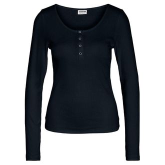 Noisy May Damen NMPASA L/S Button TOP JRS NOOS Langarmshirt, Black, Medium