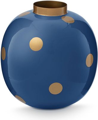 Pip Studio Vase Metall Punkte Navy/Gold 23cm