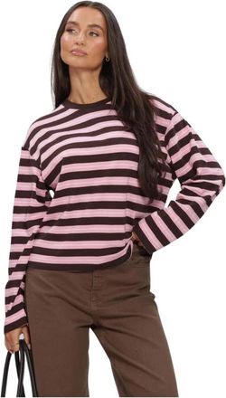 Catwalk Junkie Gestreiftes Langarmshirt - - Tops - Damen - Rosa - L