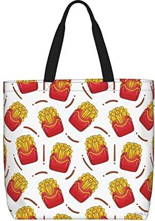 Generic Sac Fourre-Tout Motif De Frites Mignonnes Sac Enfant Personnaliser R&eacute;utilisable Sacs En Toile, Pour &Eacute;cole, Shopping, Femmes, Voyage