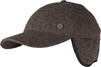 Bugatti Wetterabweisende Flatcap mit Fischgrat-Design und Ohrenklappen | Hutgr&ouml;&szlig;e 57, 59, 61 | Aus reiner Wolle Pepper