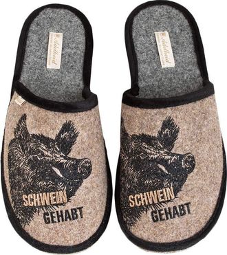 Adelheid Schwein gehabt Filzpantoffeln - hergestellt in Portugal - Recyclingfilz - f&uuml;r Tr&uuml;ffelschweine und Gl&uuml;ckspilze