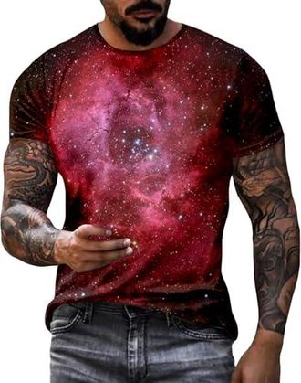 Generic T-shirt fantaisie imprim&eacute; galaxie pour homme, haut &agrave; manches courtes et col rond, pull ample d&eacute;contract&eacute;, doux au toucher, haut d&eacute;t&eacute; extensible pour h