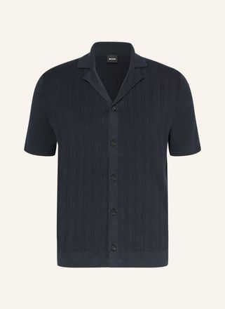 HUGO BOSS Strickhemd Neri Slim Fit blau